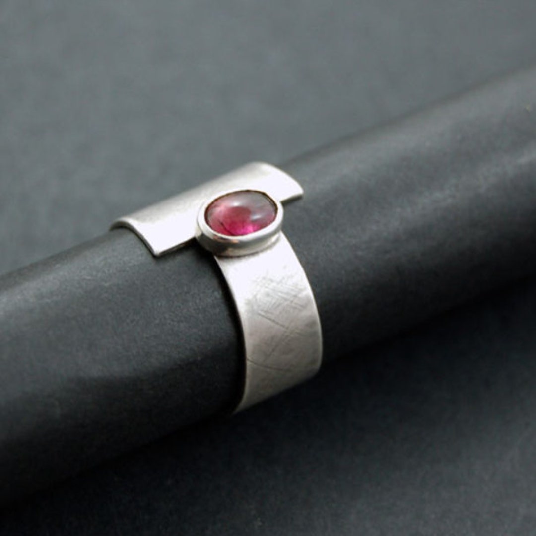 Garnet Ring Modern Open Ring Sterling Silver Ring for Women Bypass ...
