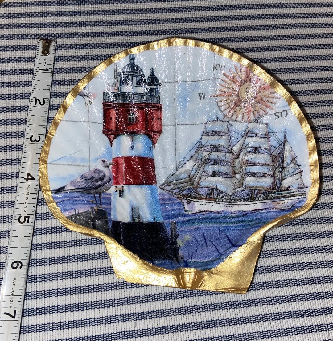 Lighthouse Scallop Shell Dish - Etsy