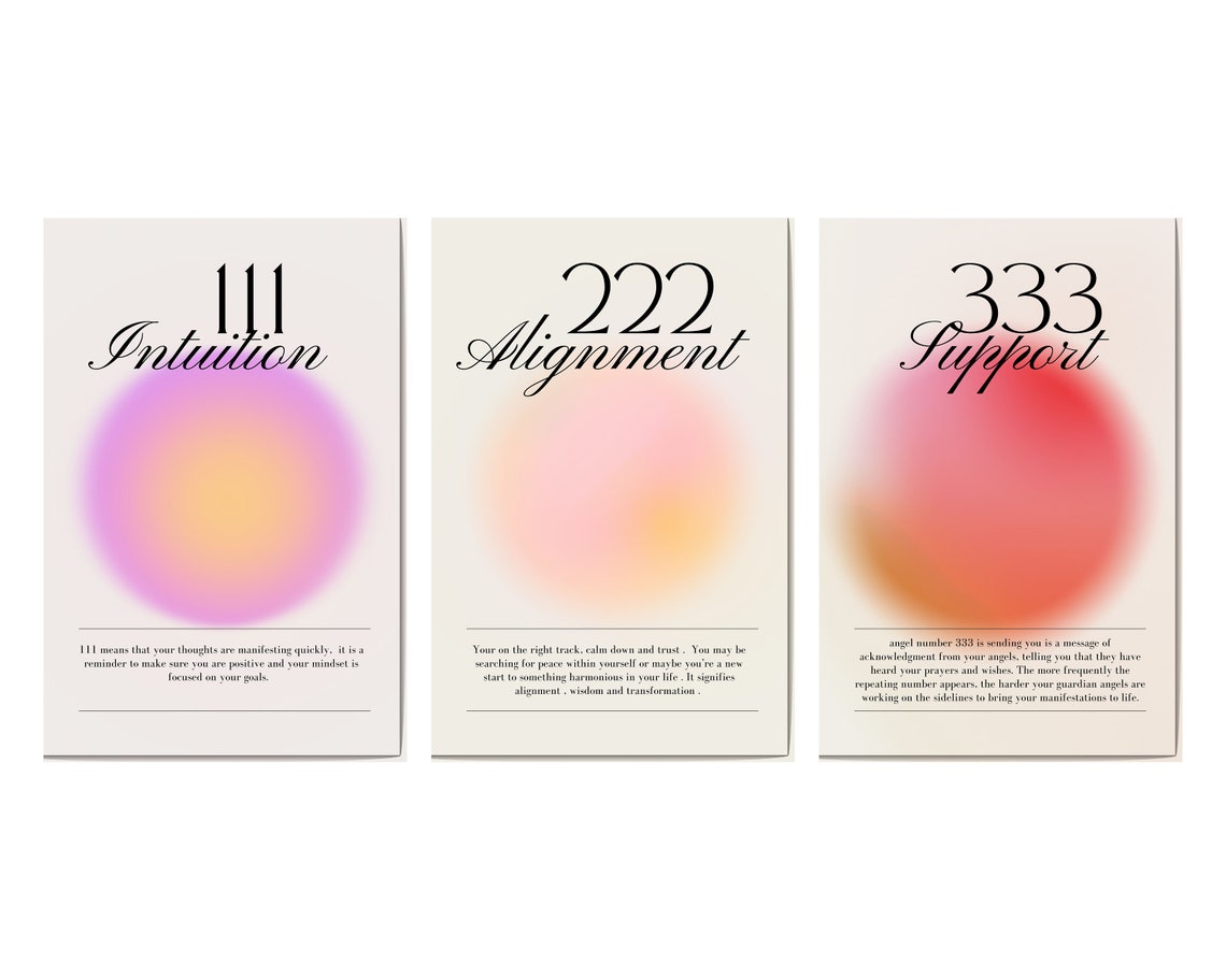 Angel Number Poster 111 222 333 Aura Poster Set of 3 - Etsy Australia