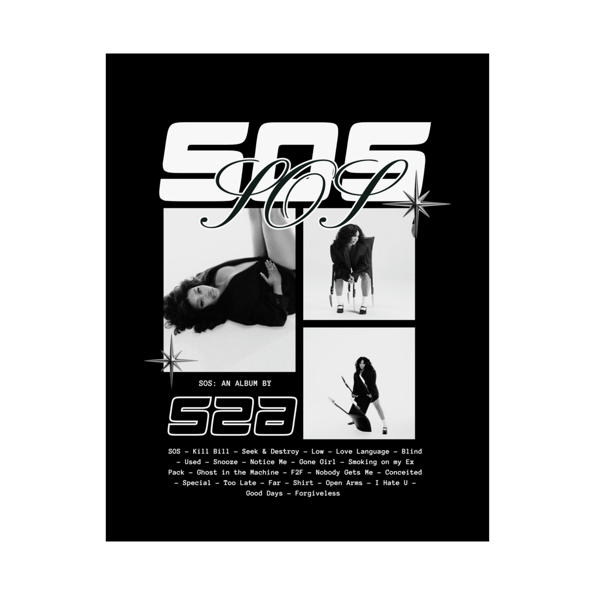 Sza SOS Poster Sza Poster Music Poster SOS Album Music Album Wall Art ...