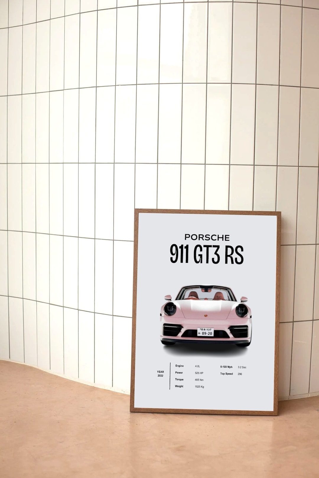 Pink Porsche Poster Car Poster Porsche Print Porsche 911 Pink Wall Art ...