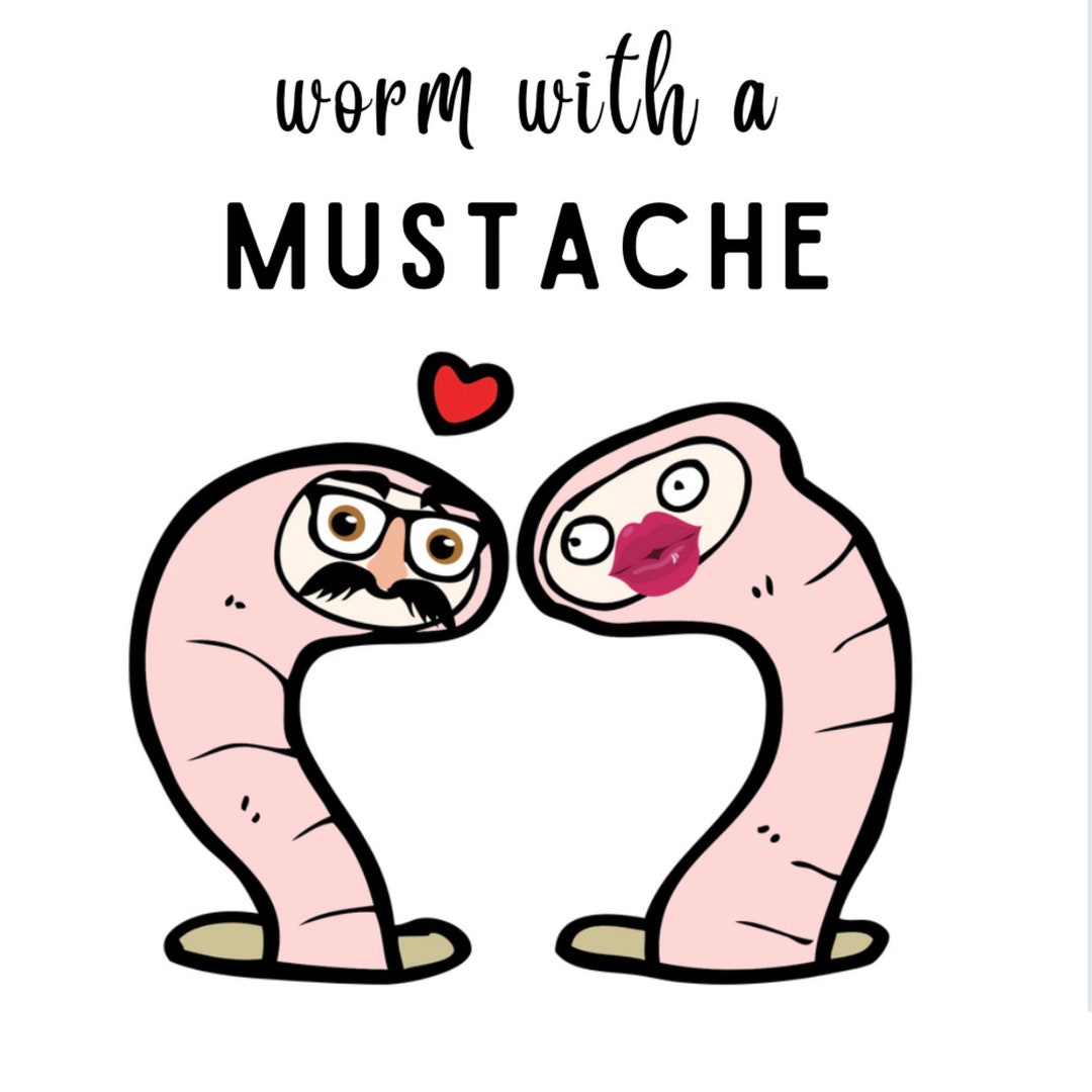 WORM WITH A MUSTACHE Instant Download Png Svg Pdf - Etsy