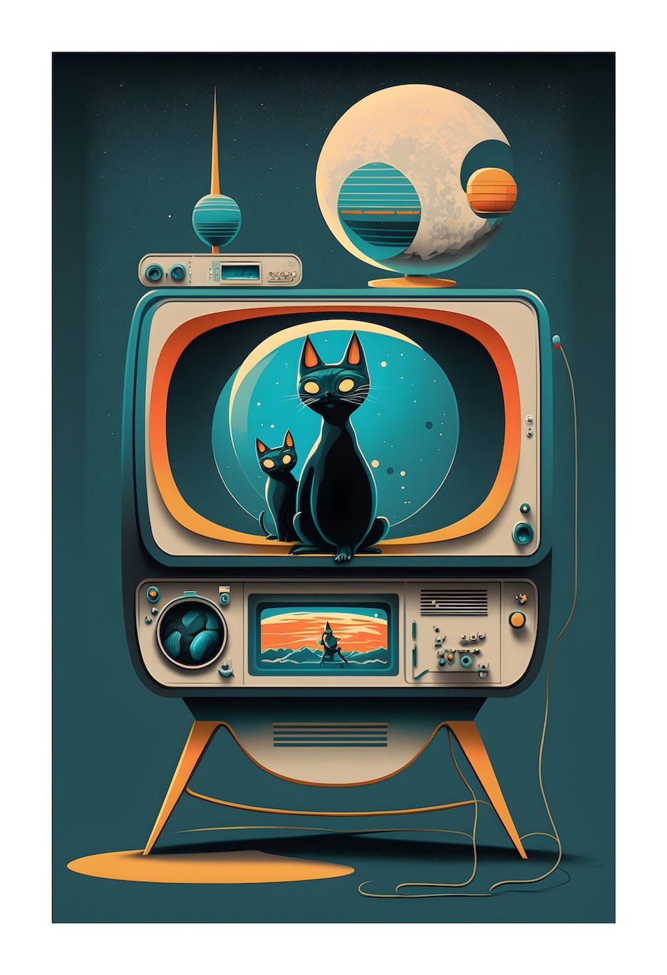 1950s Cat TV - A Mid Century Modern Atomic Age TV With 2 Sassy Blacks ...