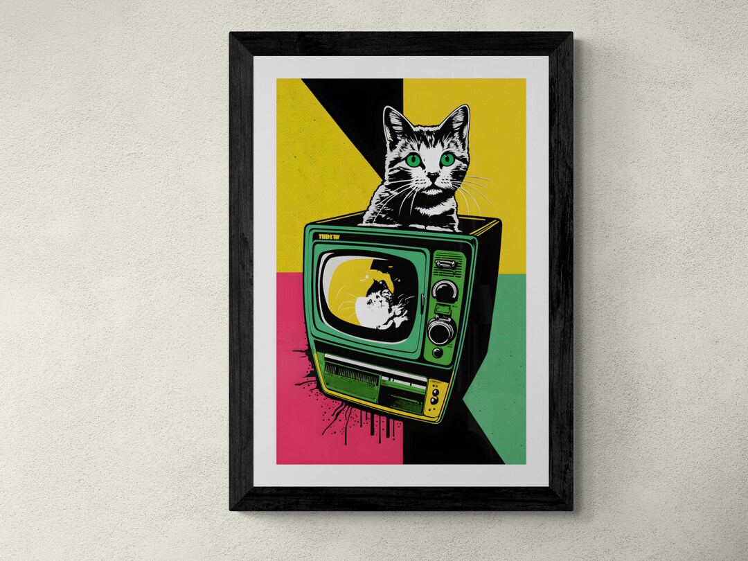 1960s Cat TV - A Pop Art TV With a Silly Cat Inside the Tv TVC7 - Etsy