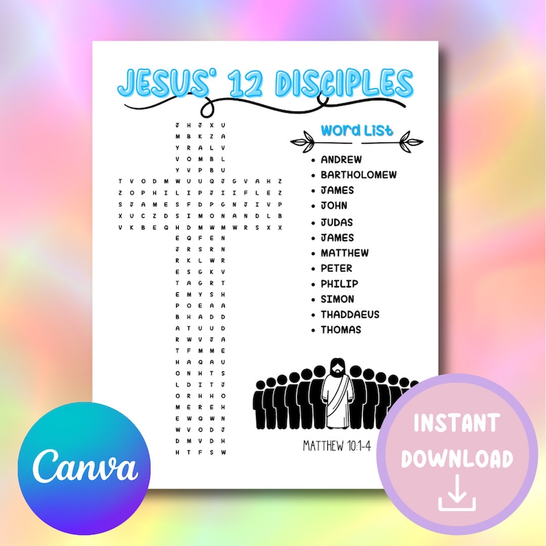 Jesus’ 12 Disciples Word Search | Jesus Word Search | Christian ...