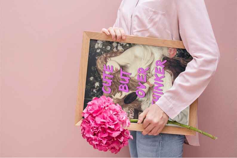 CUTE BUT OVERTHINKER - Altered Art Print, Bold Wall Art, Maximalist ...