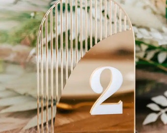 Wedding Table Numbers - Gold Geometric Mirror Acrylic Signs - Gold ...