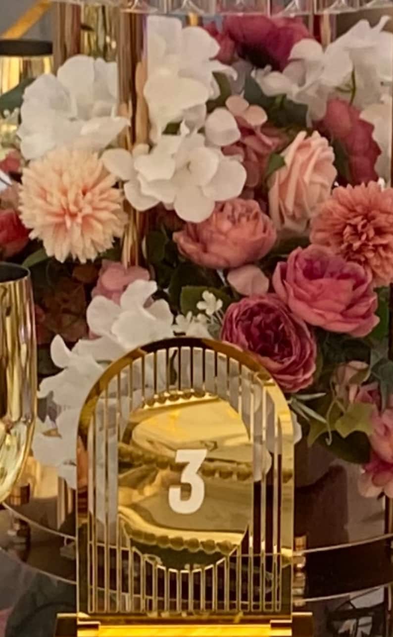 Wedding Table Numbers - Gold Geometric Mirror Acrylic Signs - Gold ...