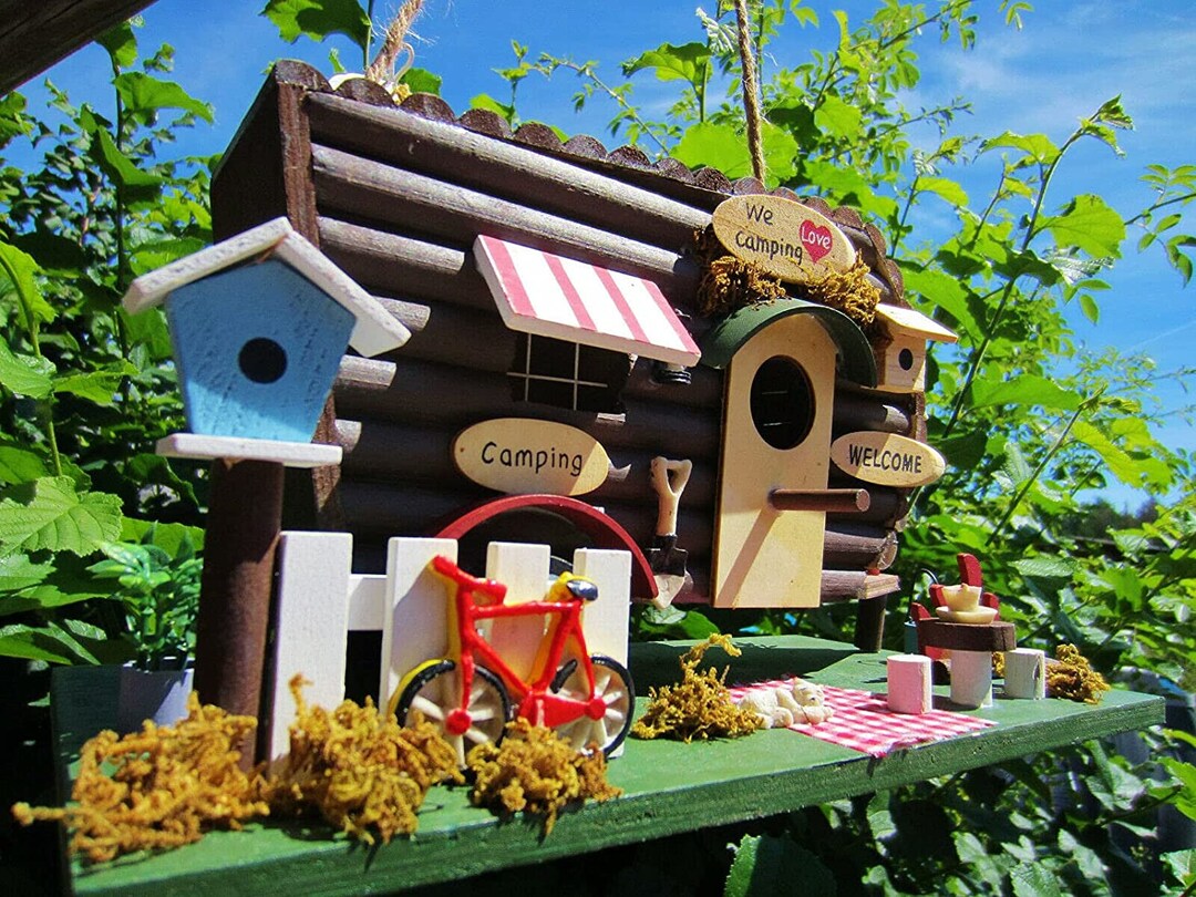 HÜWÜKNÜ Nesting Box Camping Caravan, Bird House for Hanging, for ...
