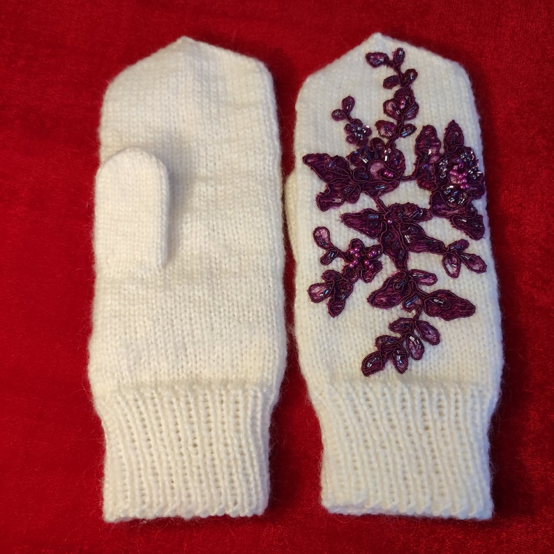 Mohair Mittens With Handmade Embroidery - Etsy