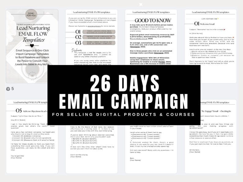 Pre-written Email Sequence: Email Marketing Templates (26 Emails) and ...