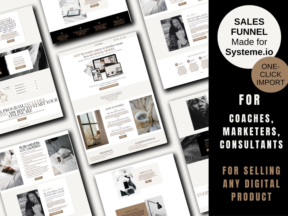 Coaching Course Sales Page Template Done for You Systeme.io One Click ...