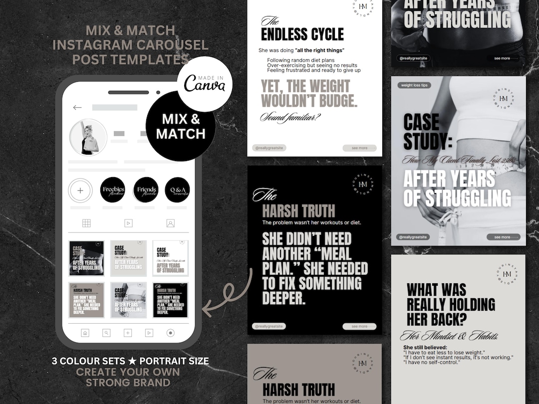 Mix & Match Instagram Carousel Post Templates | Canva Template ...