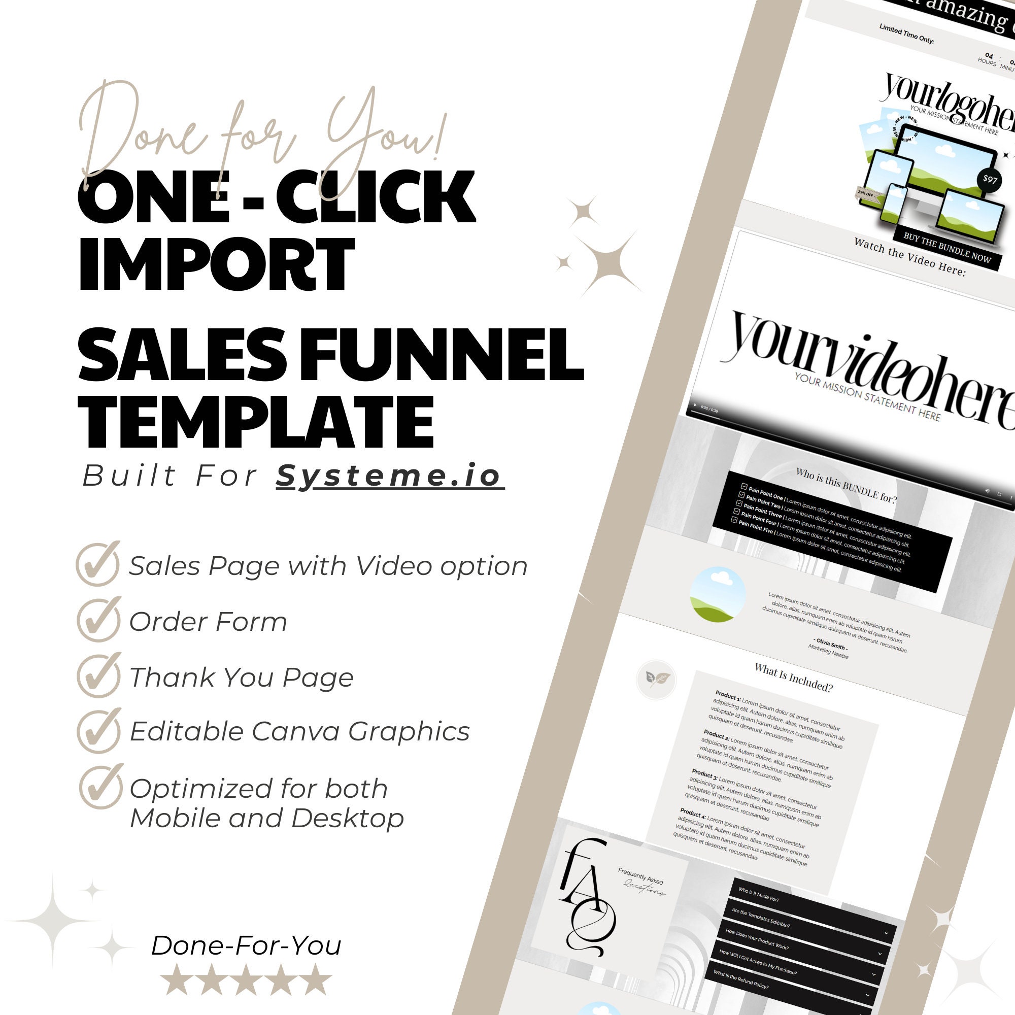 Sales Funnel Template | Done for You Systeme.io One Click Funnel Import ...