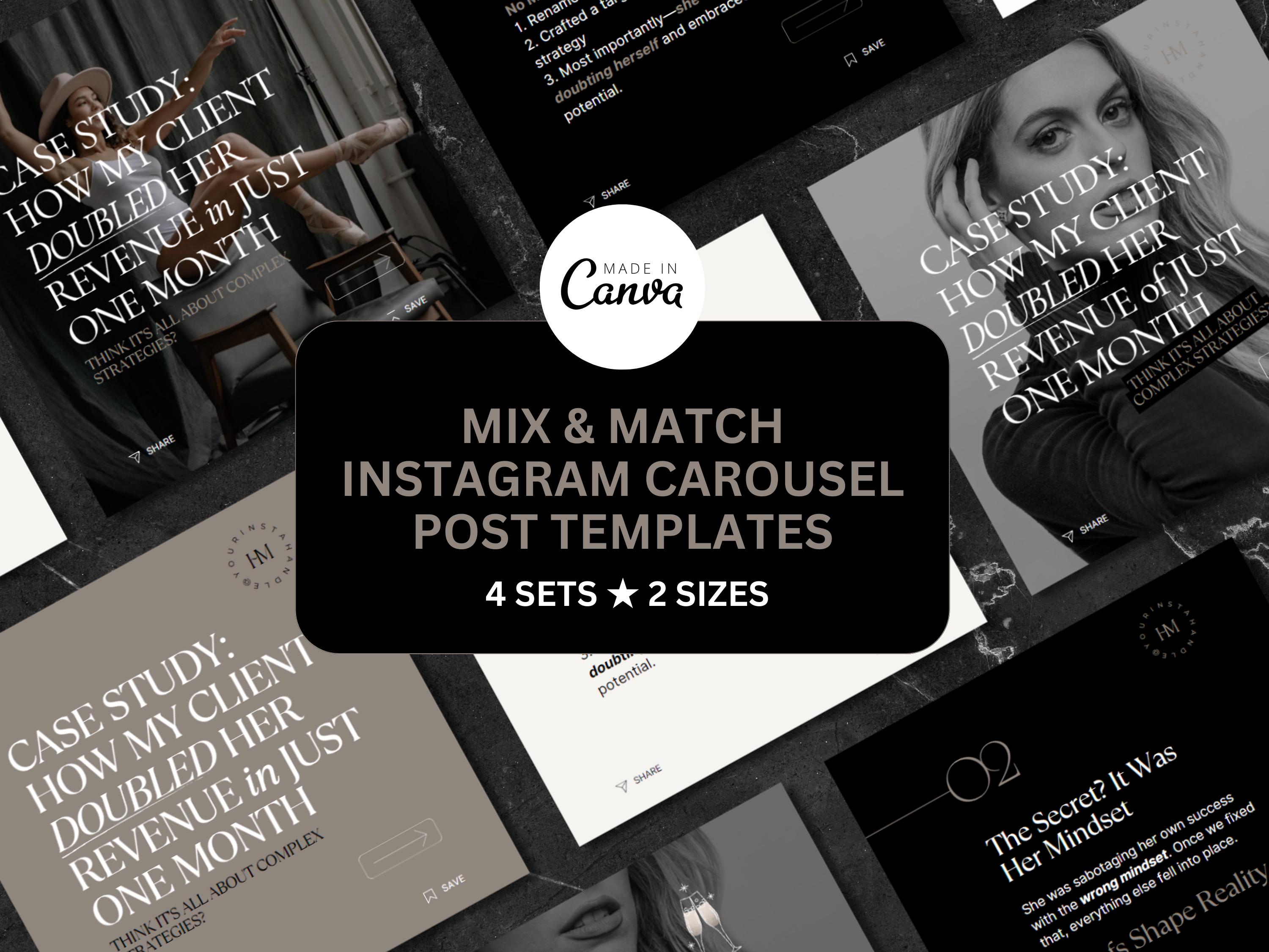 Mix & Match Instagram Carousel Post Templates: Feminine, Made in Canva ...