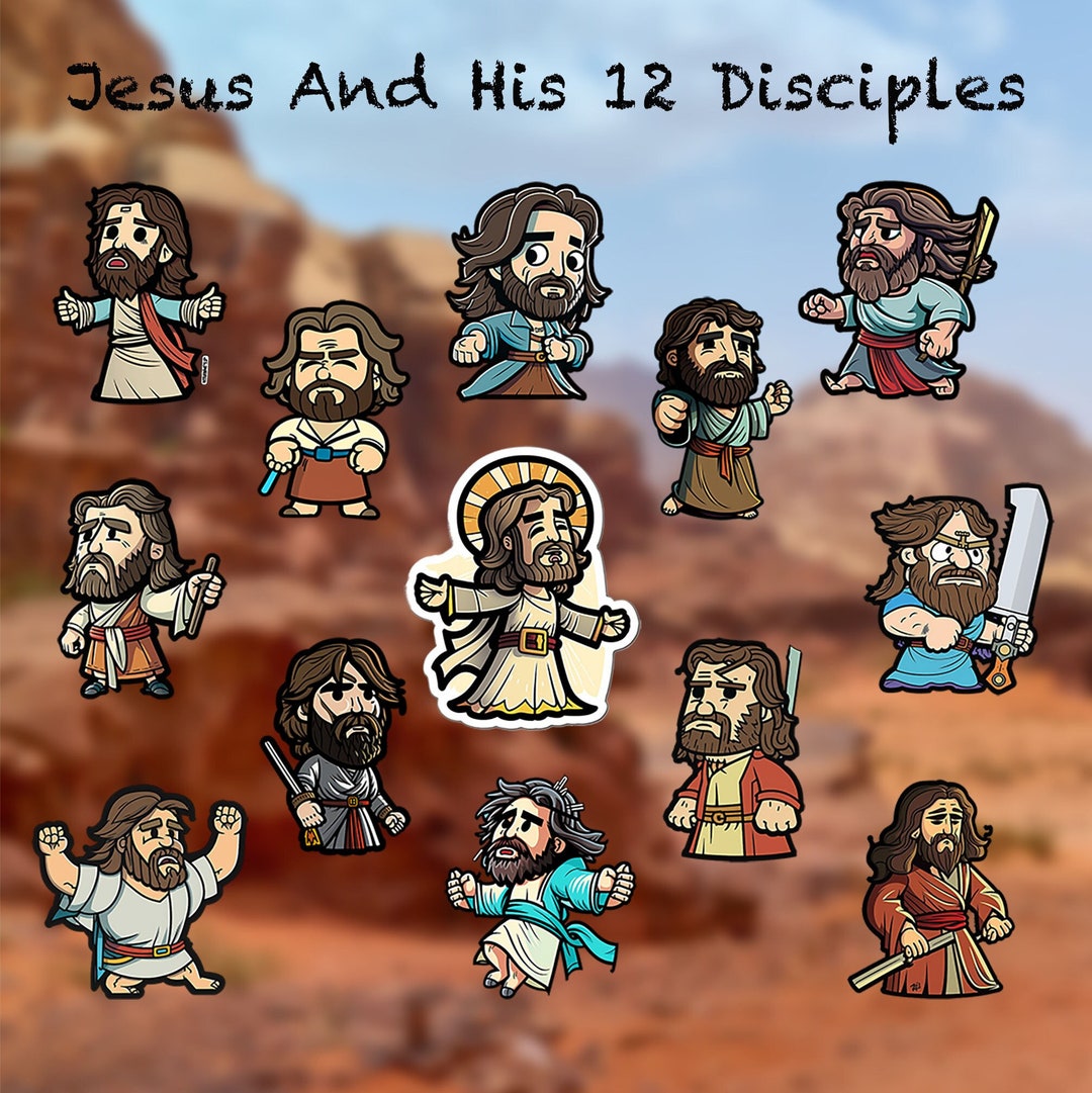 Cute Jesus and His 12 Disciples Sticker Set - Etsy