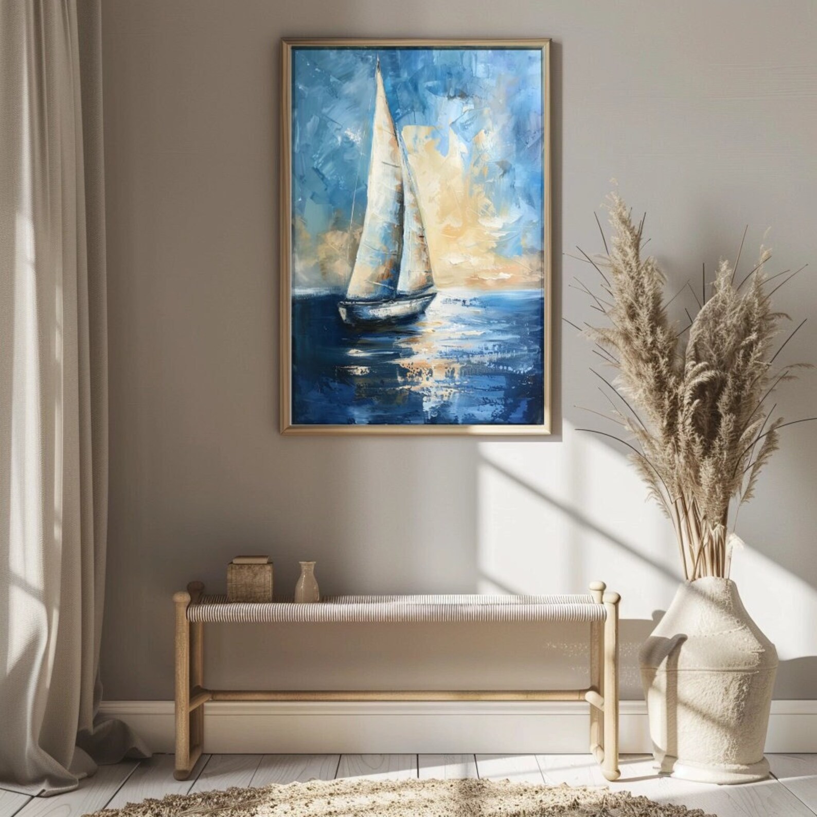 Sailboat on Water Canvas Painting - Etsy