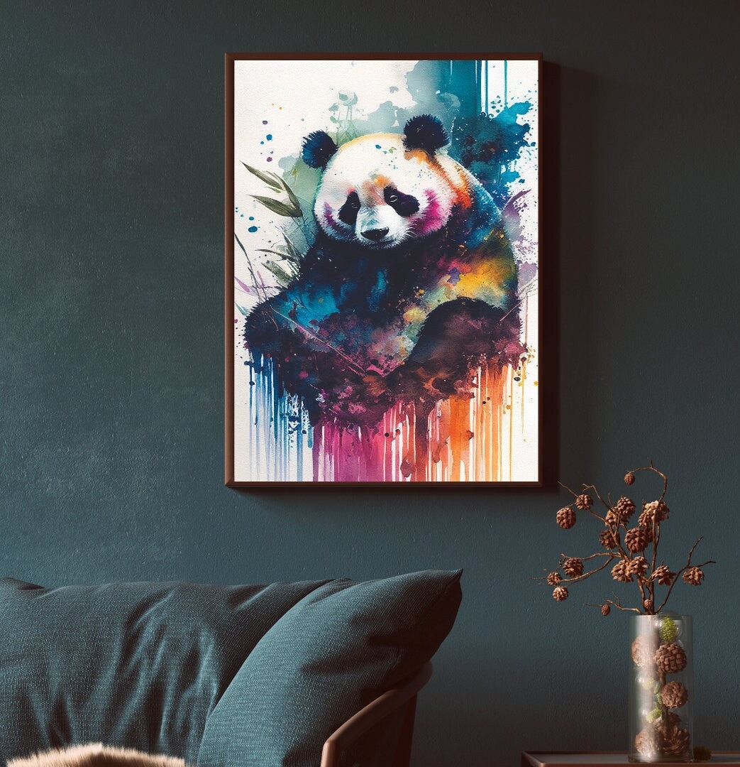 Colorful Watercolor Panda Poster - Instant Download - Etsy