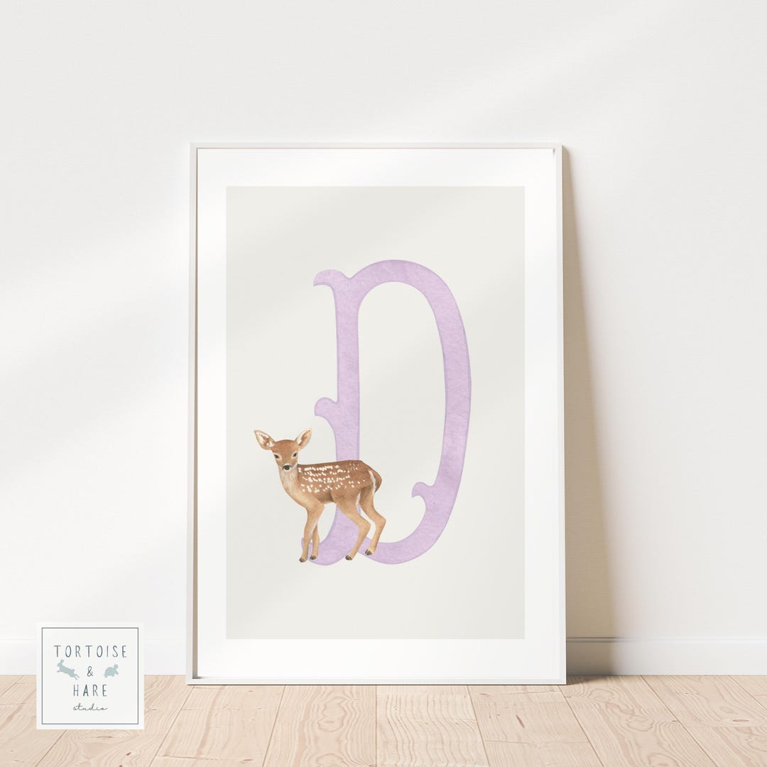Deer Alphabet Letter D Print • Pastel Nursery Decor (digital Download ...