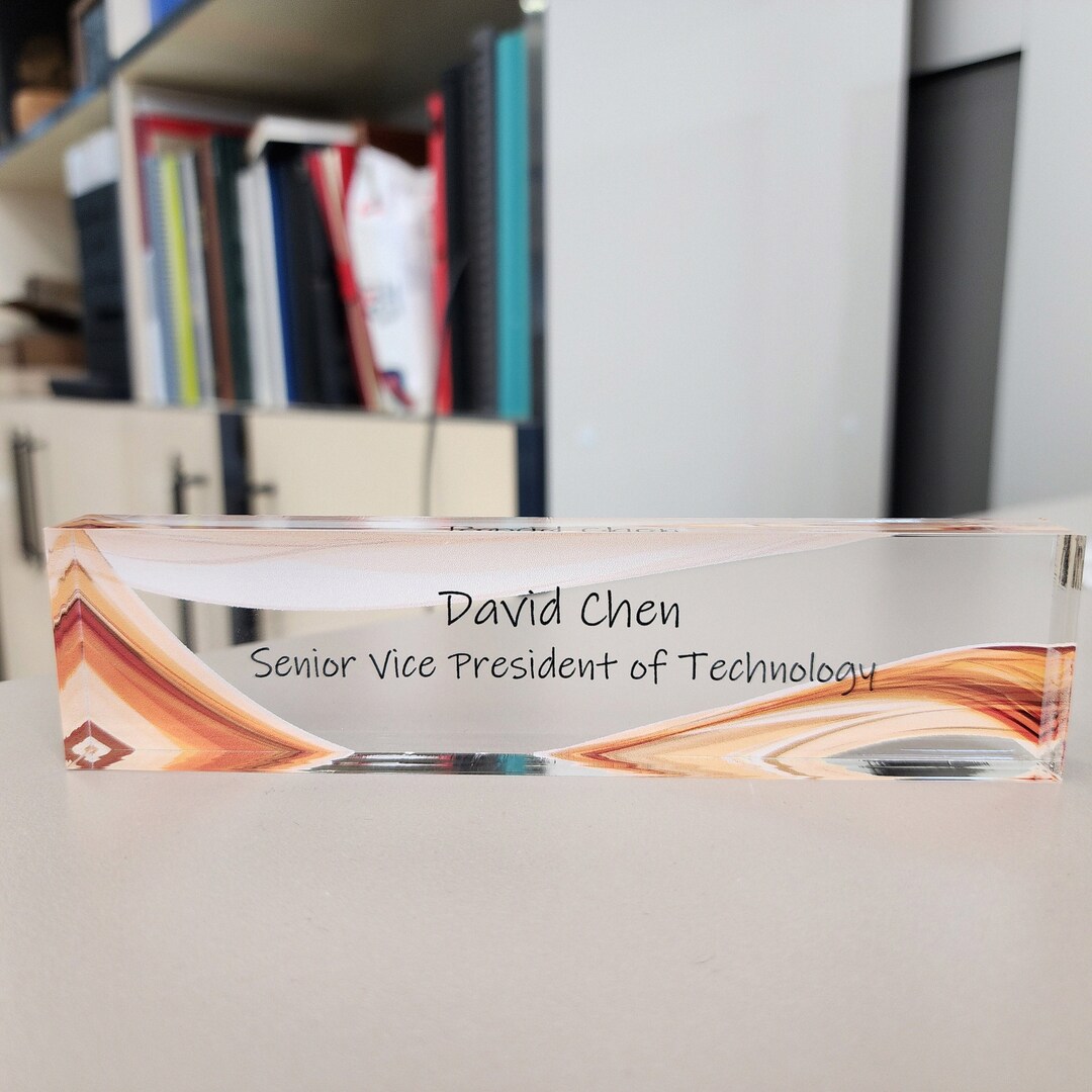 Retro Desk Name Plate, 70s Decor, Custom Name Plate, Abstract Nameplate ...