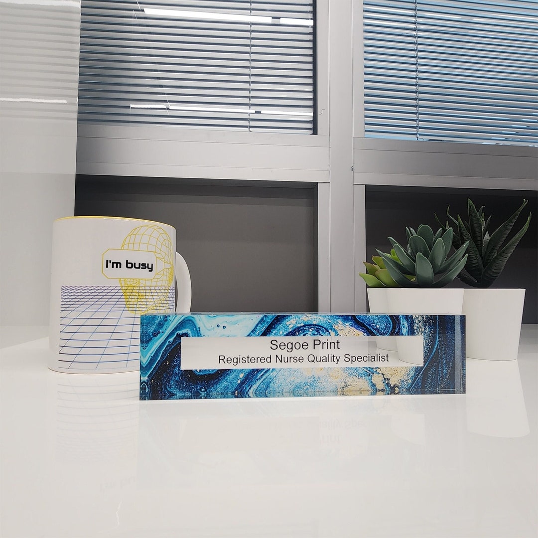 Blue Name Plate Desk, Custom Name Plate, Handmade Gift, Tourquoise ...