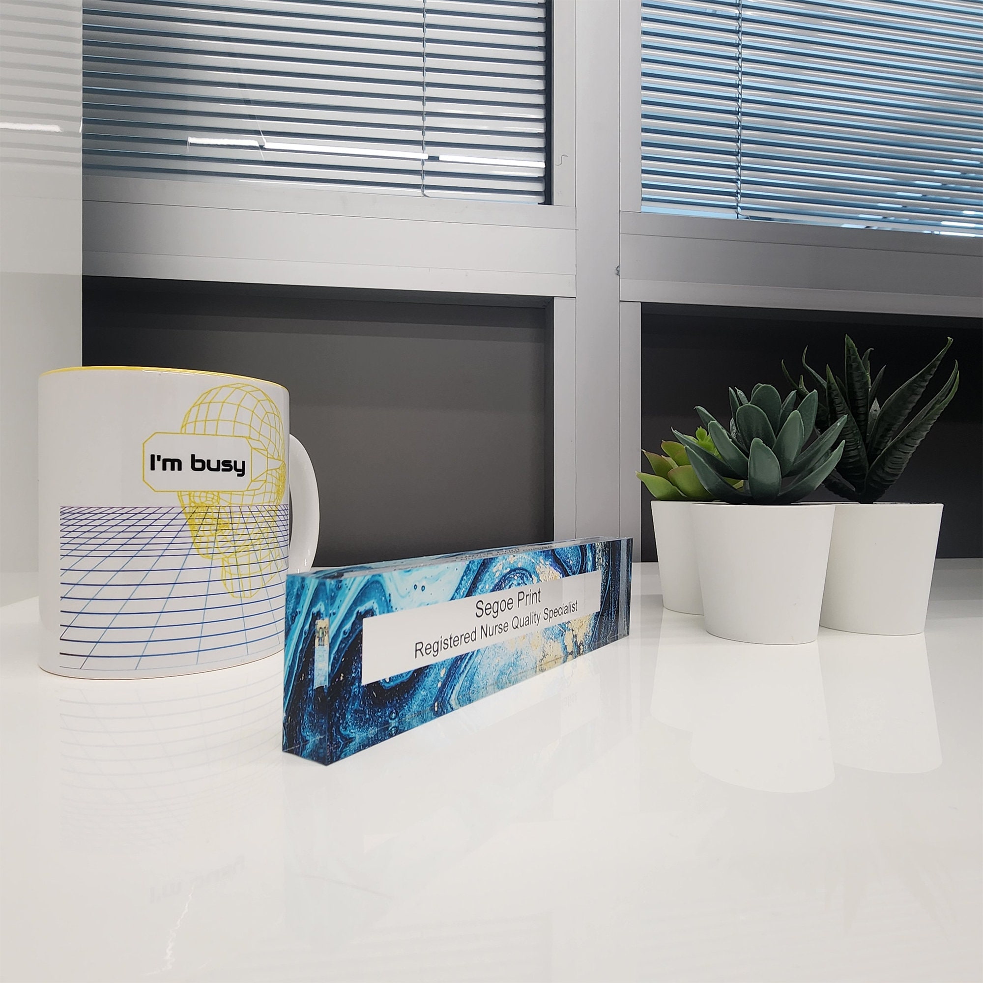 Blue Name Plate Desk, Custom Name Plate, Handmade Gift, Tourquoise ...