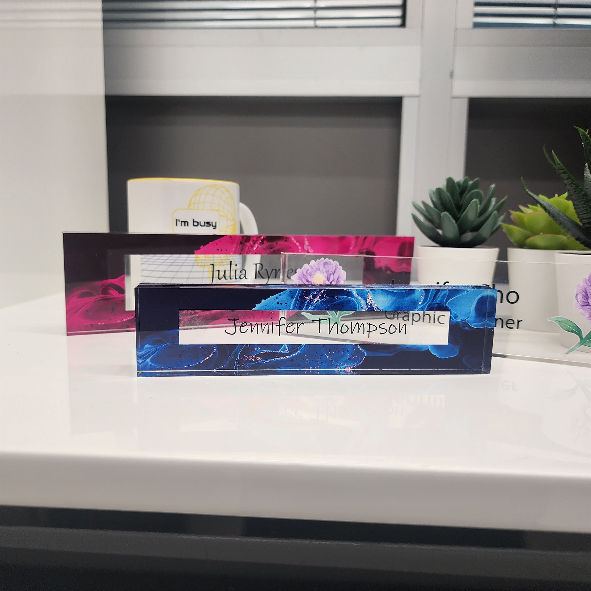 Blue Name Plate Desk, Custom Name Plate, Handmade Gift, Tourquoise ...