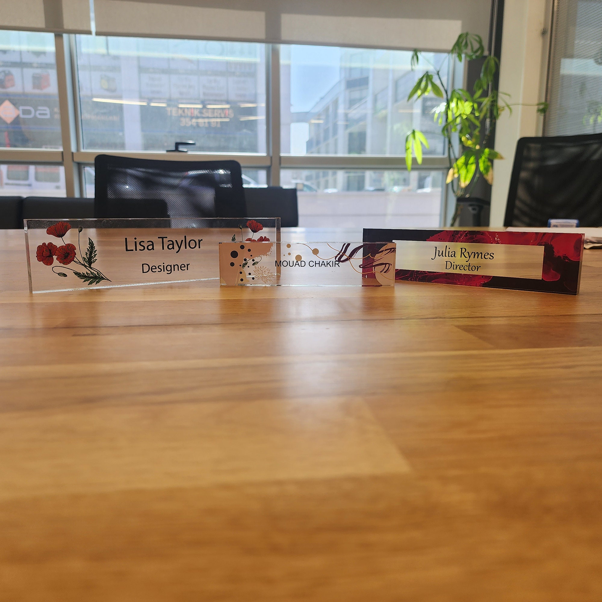 Personalized Desk Name Plate, Abstract Acrylic Small Desk Decor, Custom ...