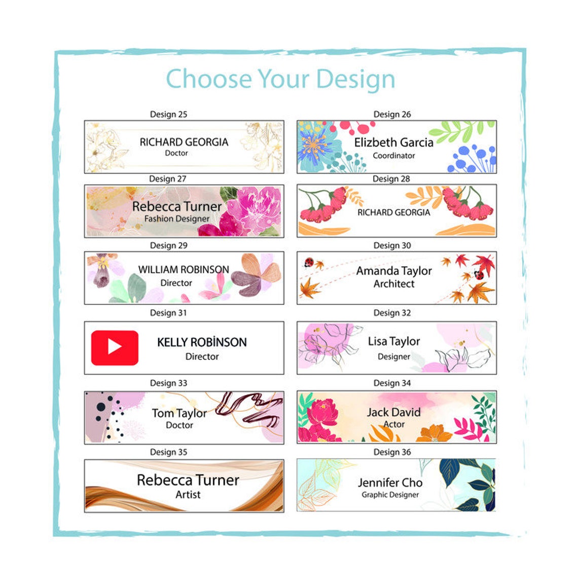 Red Flower Name Plate for Desk With Wood Stand, Custom Name Plate ...