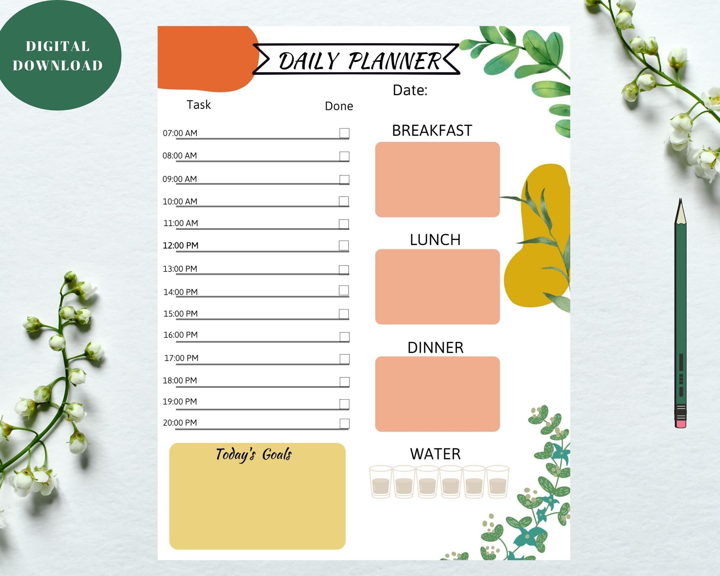 Daily Planner Page Printable, Daily to Do List Planner Printable ...