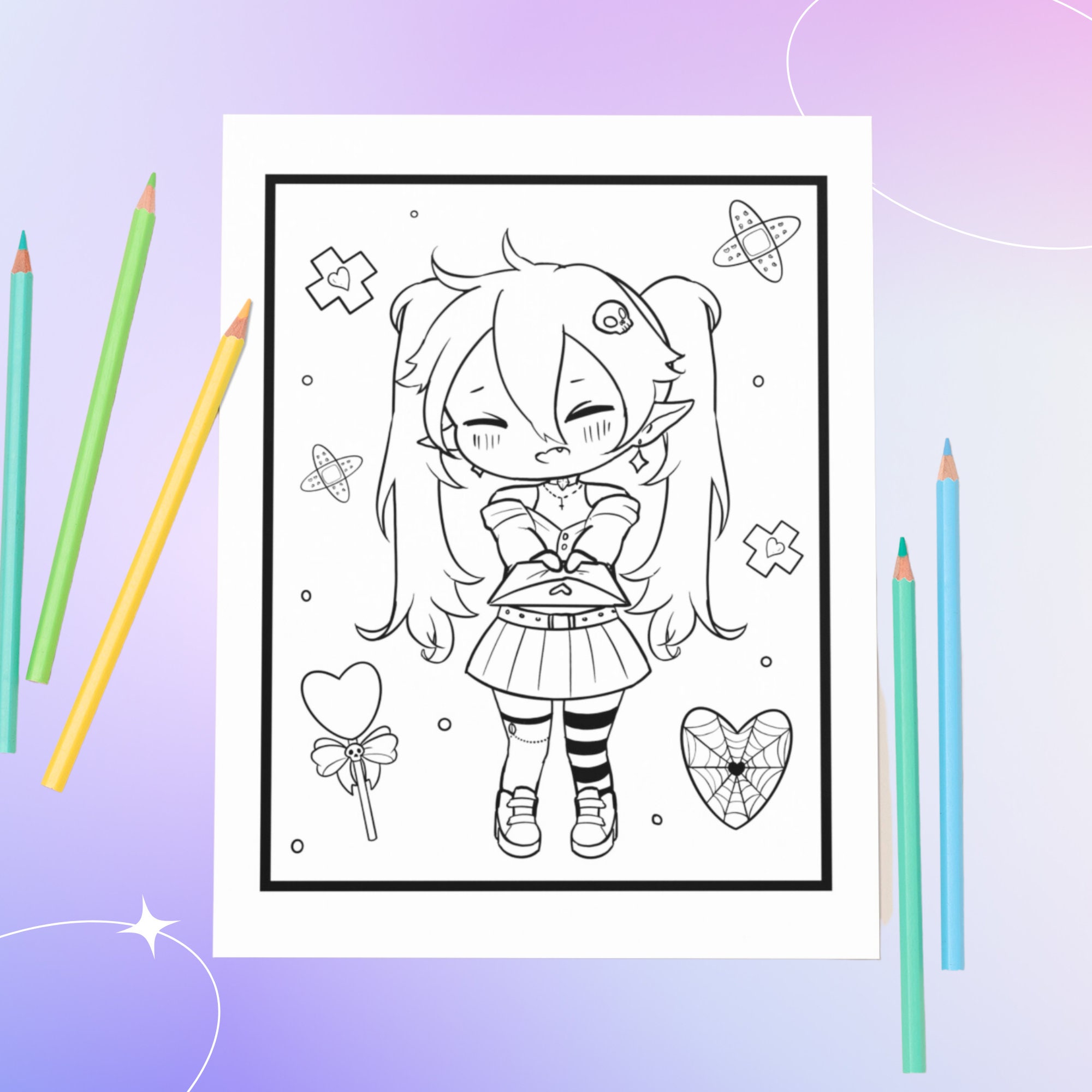 Pastel Goth in Love Coloring Book for Adults, Creepy Kawaii Lovely ...