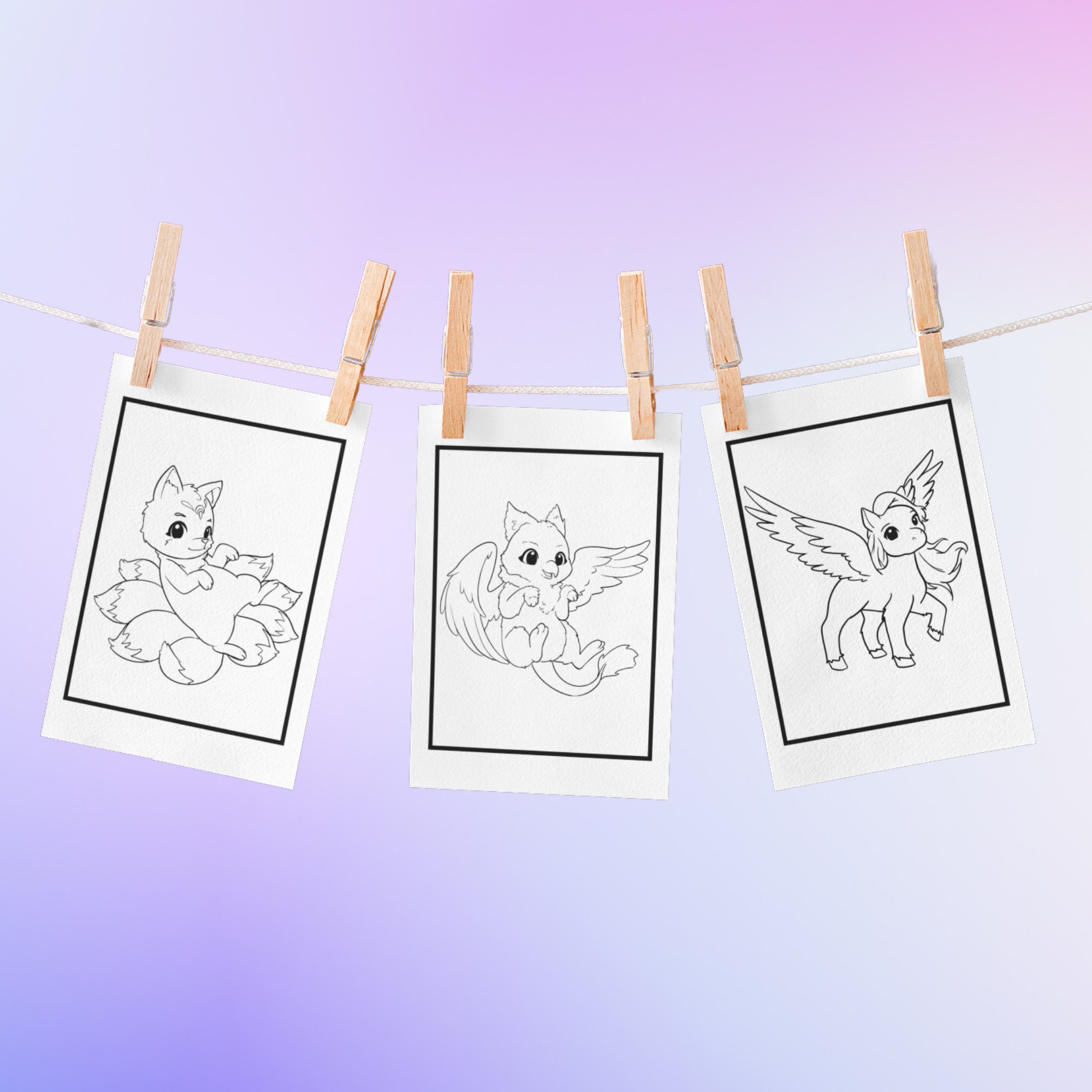 Cute Mythical Creatures Coloring Book, Fantasy Animals and Beast ...