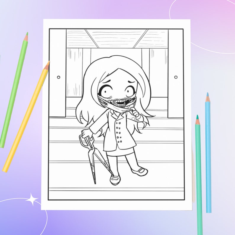 Urban Legends Coloring Book, Japanese Spooky Folklore Coloring Pages ...