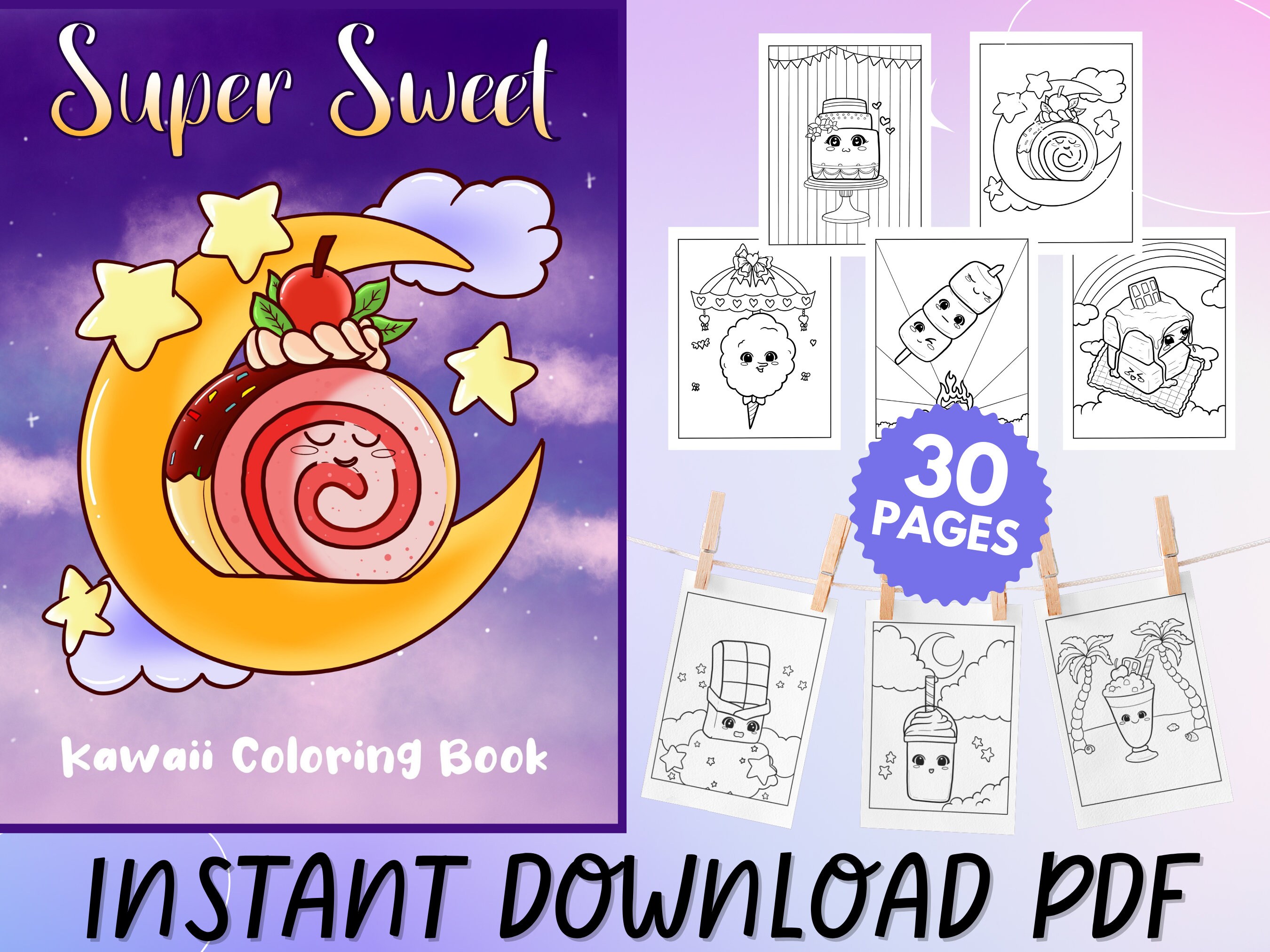 Super Sweet Kawaii Coloring Book, Sweet Treats and Cute Desserts ...
