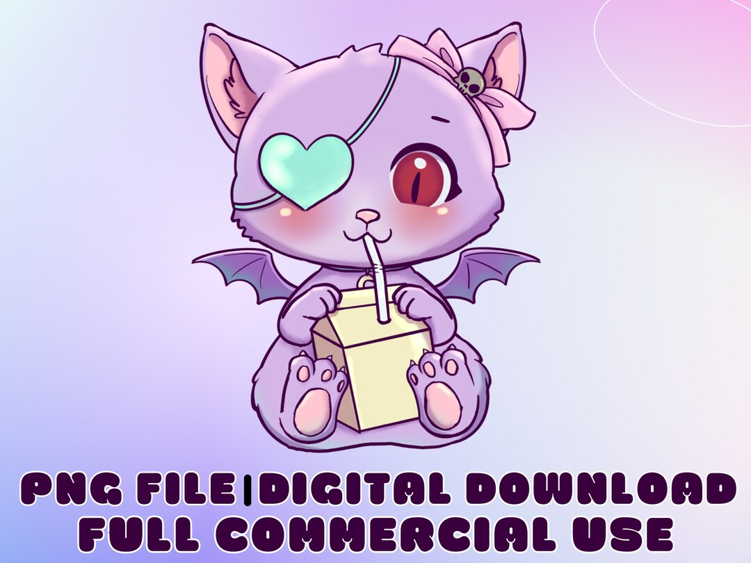 Cute Pastel Goth Kitty With Juice | Yami Kawaii Anime Character ...