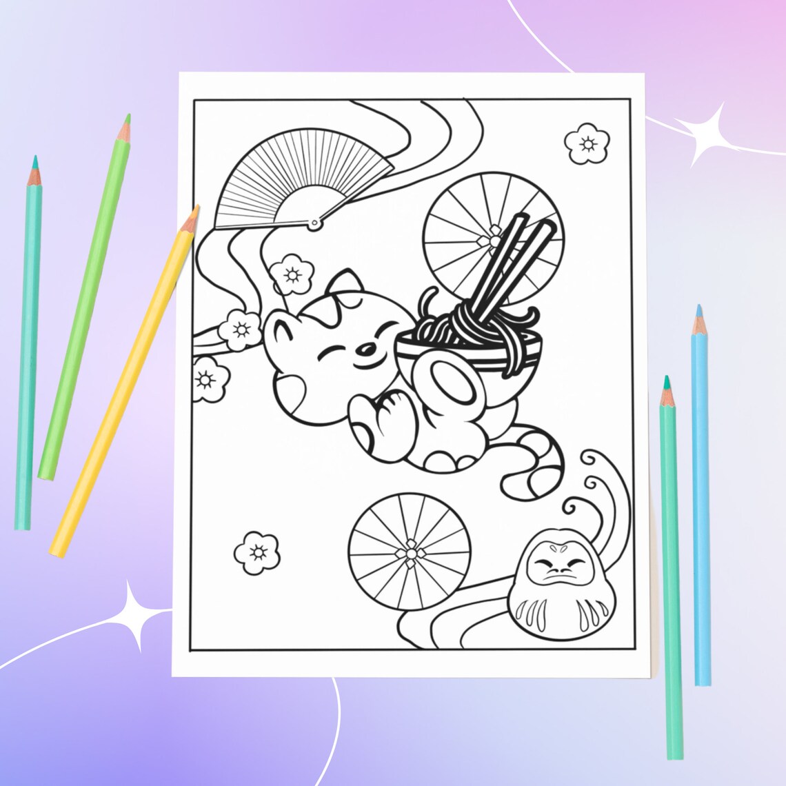 Sushi Animals Coloring Book, Kawaii Japanese Food Coloring Pages ...