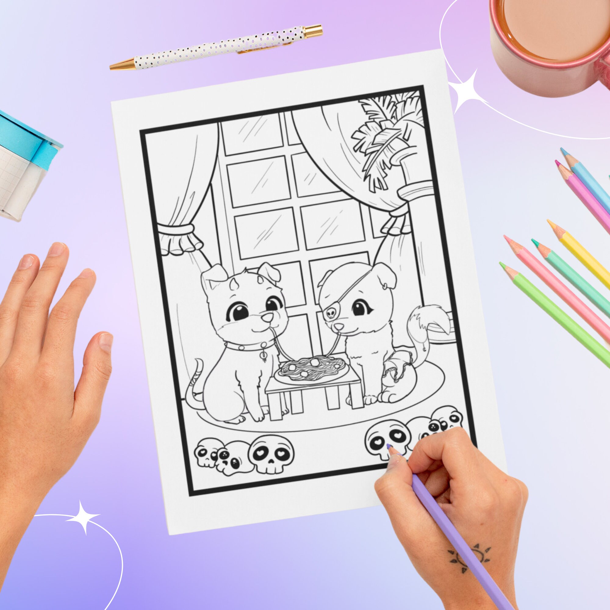 Pastel Goth in Love Coloring Book for Adults, Creepy Kawaii Lovely ...