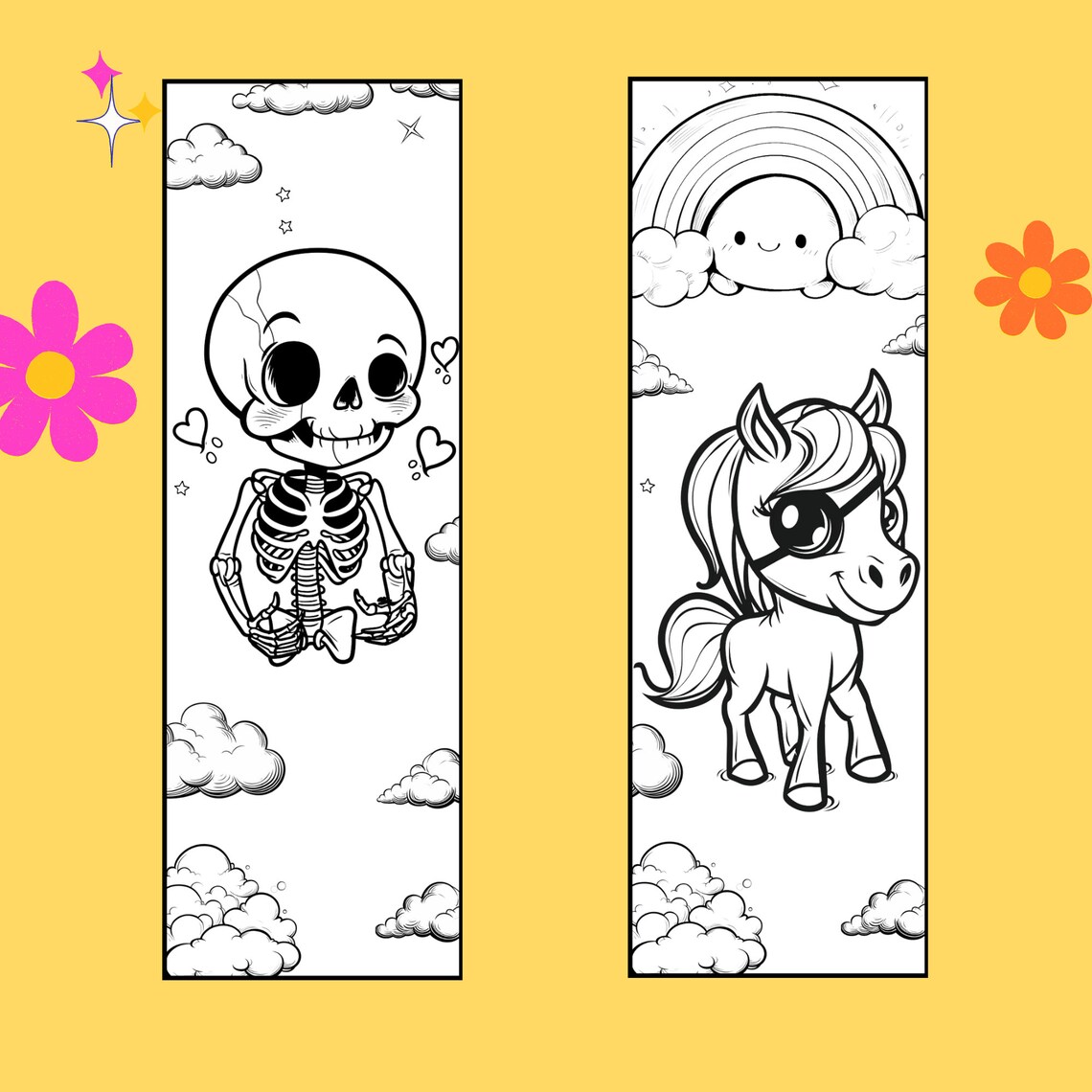Creepy Cute Coloring Bookmarks, Printable Halloween Bookmarks to Color ...