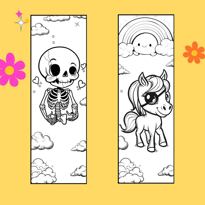 Creepy Cute Coloring Bookmarks, Printable Halloween Bookmarks to Color ...