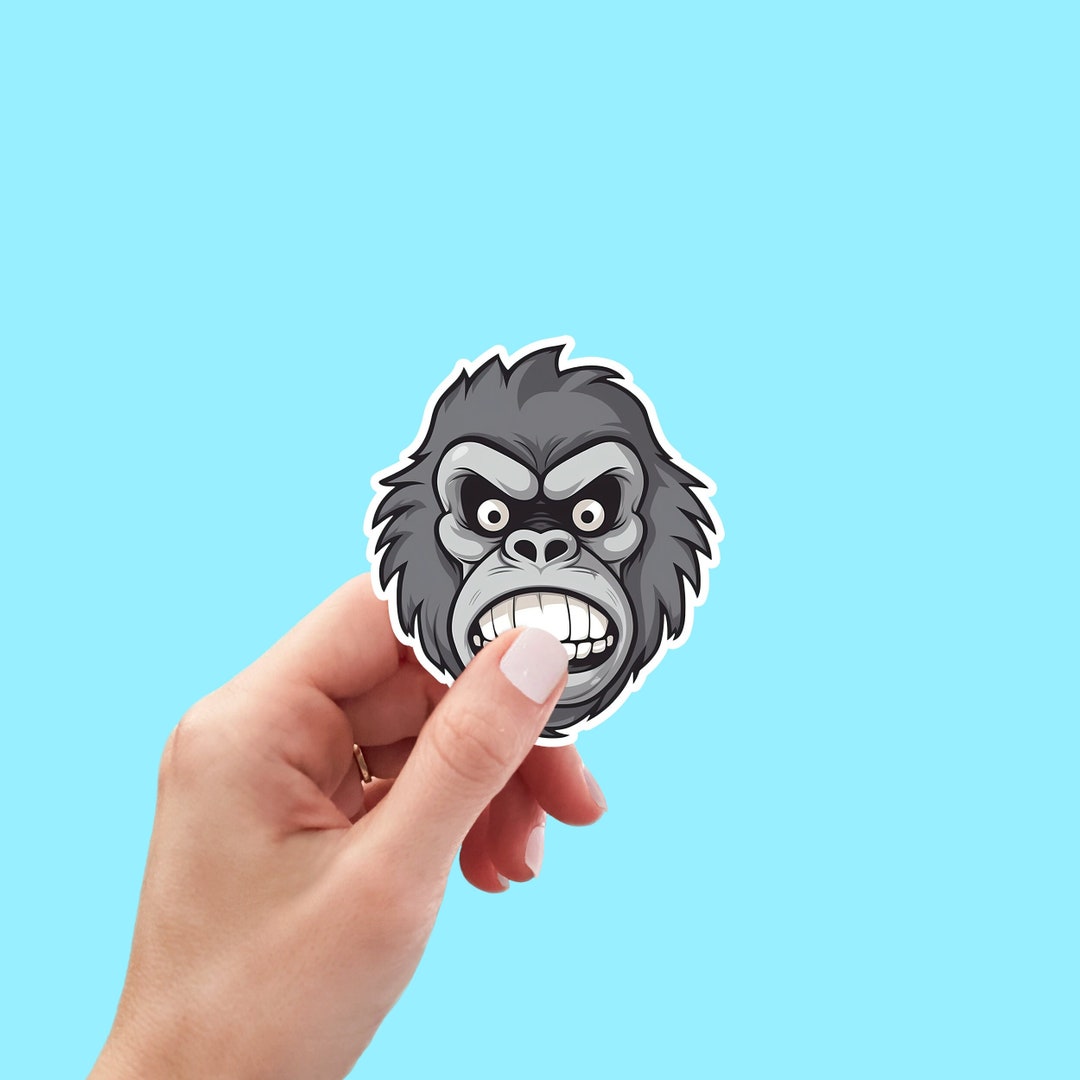 Gorilla Sticker, Gorilla Face, Animal Sticker, Cartoon Sticker, Cartoon ...