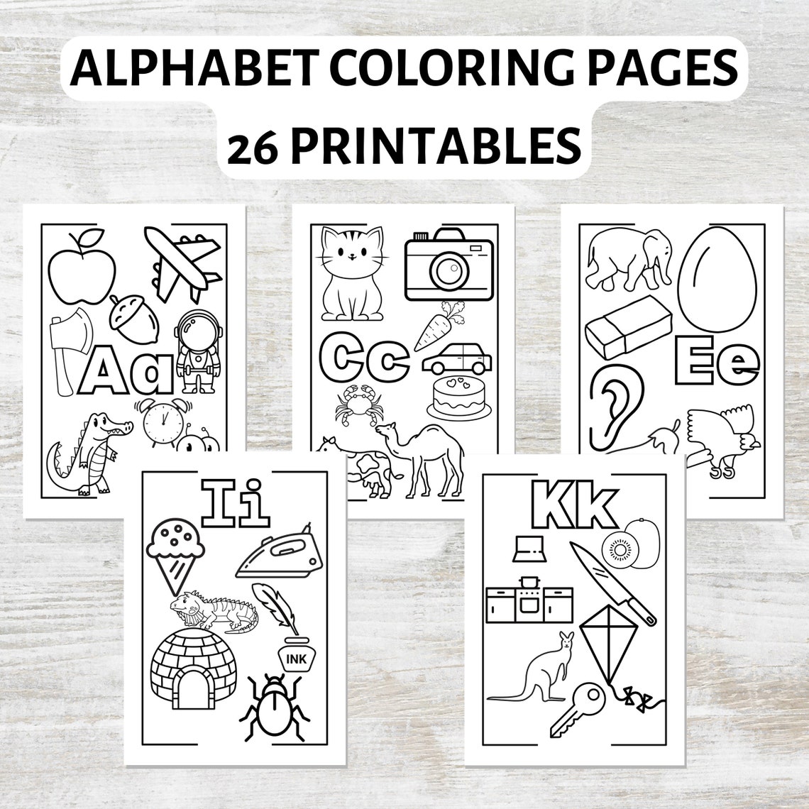 Alphabet Printable Coloring Sheets for Toddlers, Instant Download, 26 ...