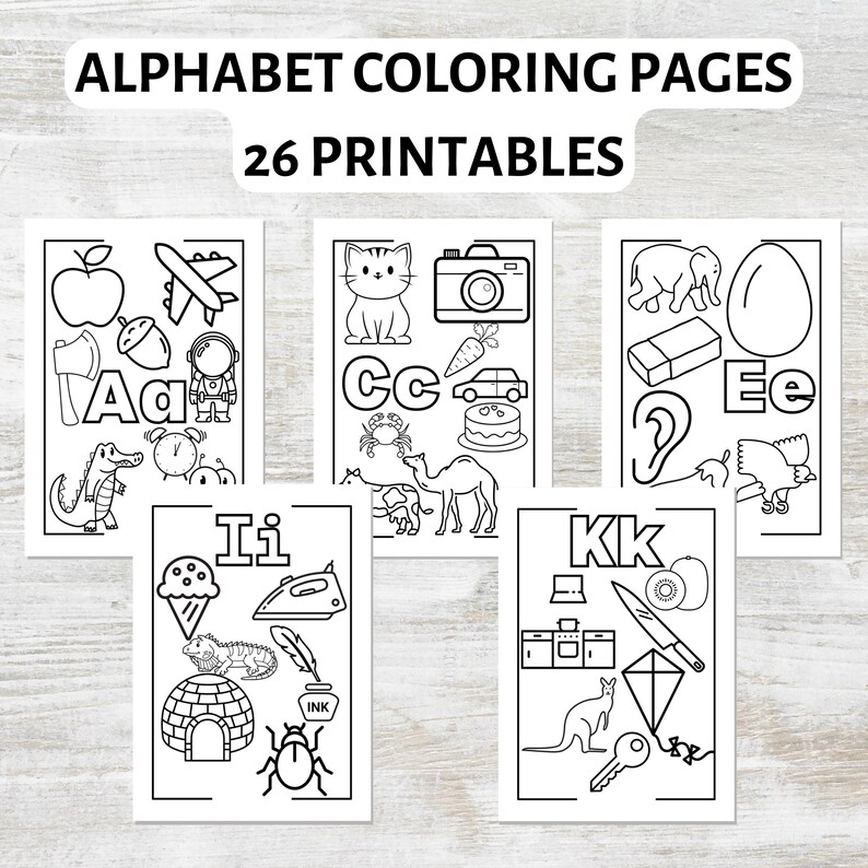 Alphabet Printable Coloring Sheets for Toddlers, Instant Download, 26 ...