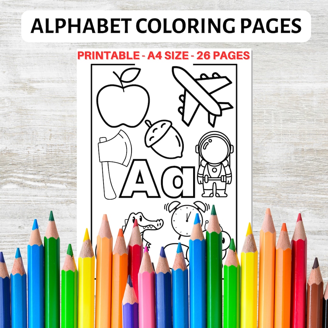 Alphabet Printable Coloring Sheets for Toddlers, Instant Download, 26 ...