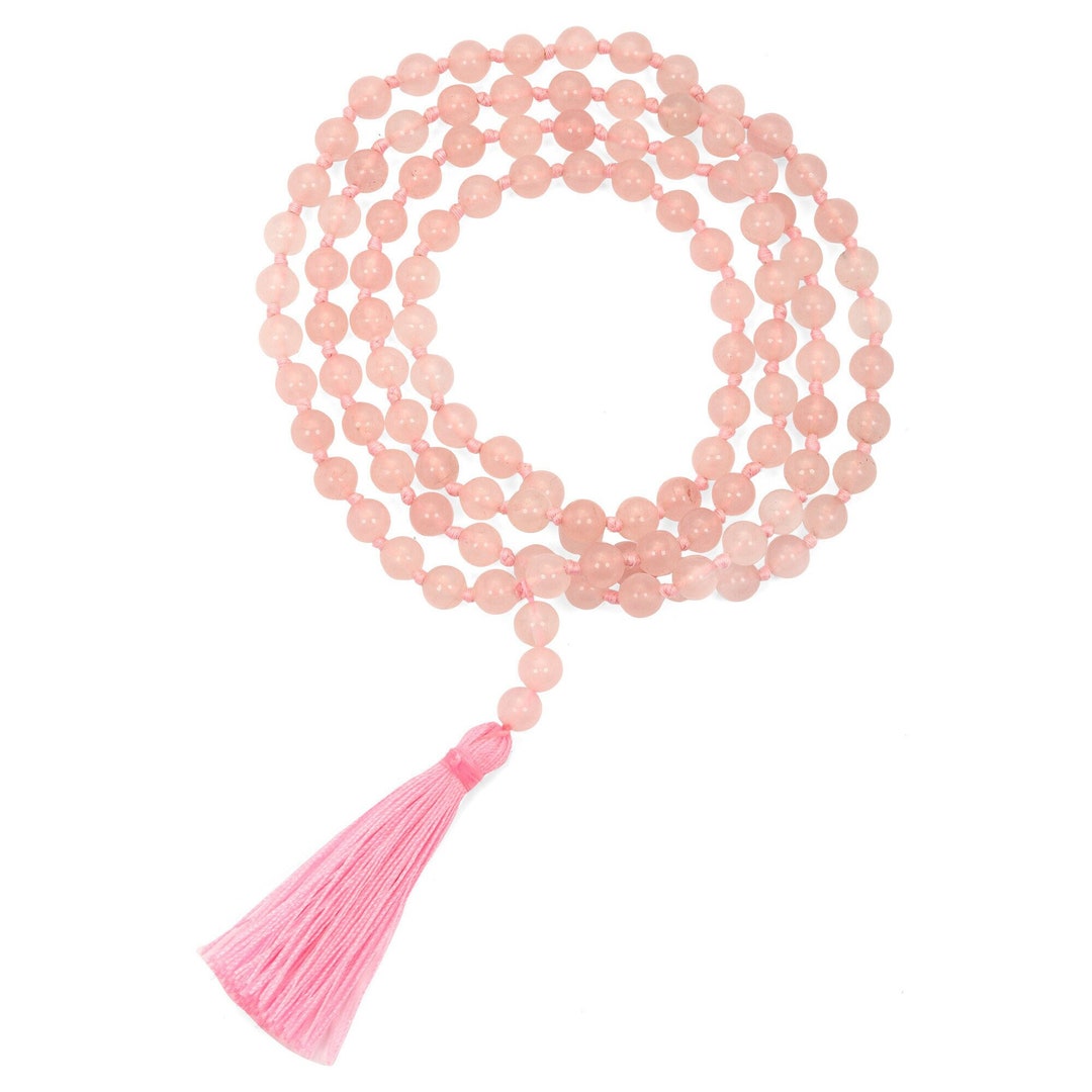 Jaap Mala Rose Quartz 108 Beads Jain Jaap Mala Healing Necklace Prayer ...