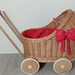 Pram for Dolls Made of Beech Wood and Wicker in Natural Color Bedding ...