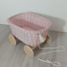 Pink Wicker Basket for Toys on Wheels, Handmade Wicker Trolley for Toys ...