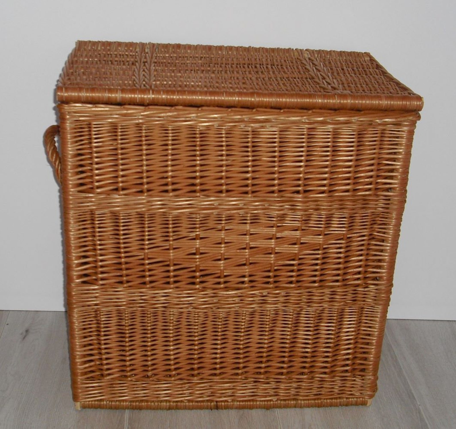 Large Rectangular Wicker Basket With Lid, Wicker Toy Storage, Natural ...