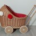 Pram for Dolls Made of Beech Wood and Wicker in Natural Color Bedding ...
