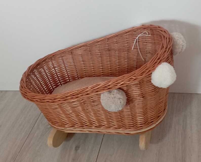 Ecological Bed for Dolls, Wicker Cradle for Dolls in Natural Color ...