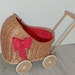 Pram for Dolls Made of Beech Wood and Wicker in Natural Color Bedding ...